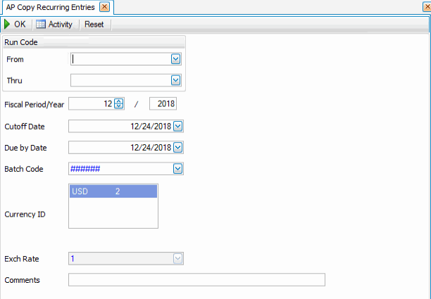 Copy Recurring Entries